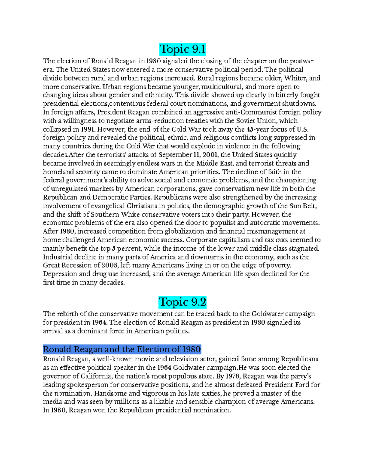 The Election of Ronald Reagan: A Turning Point in U.S. Politics (AMSCO ...