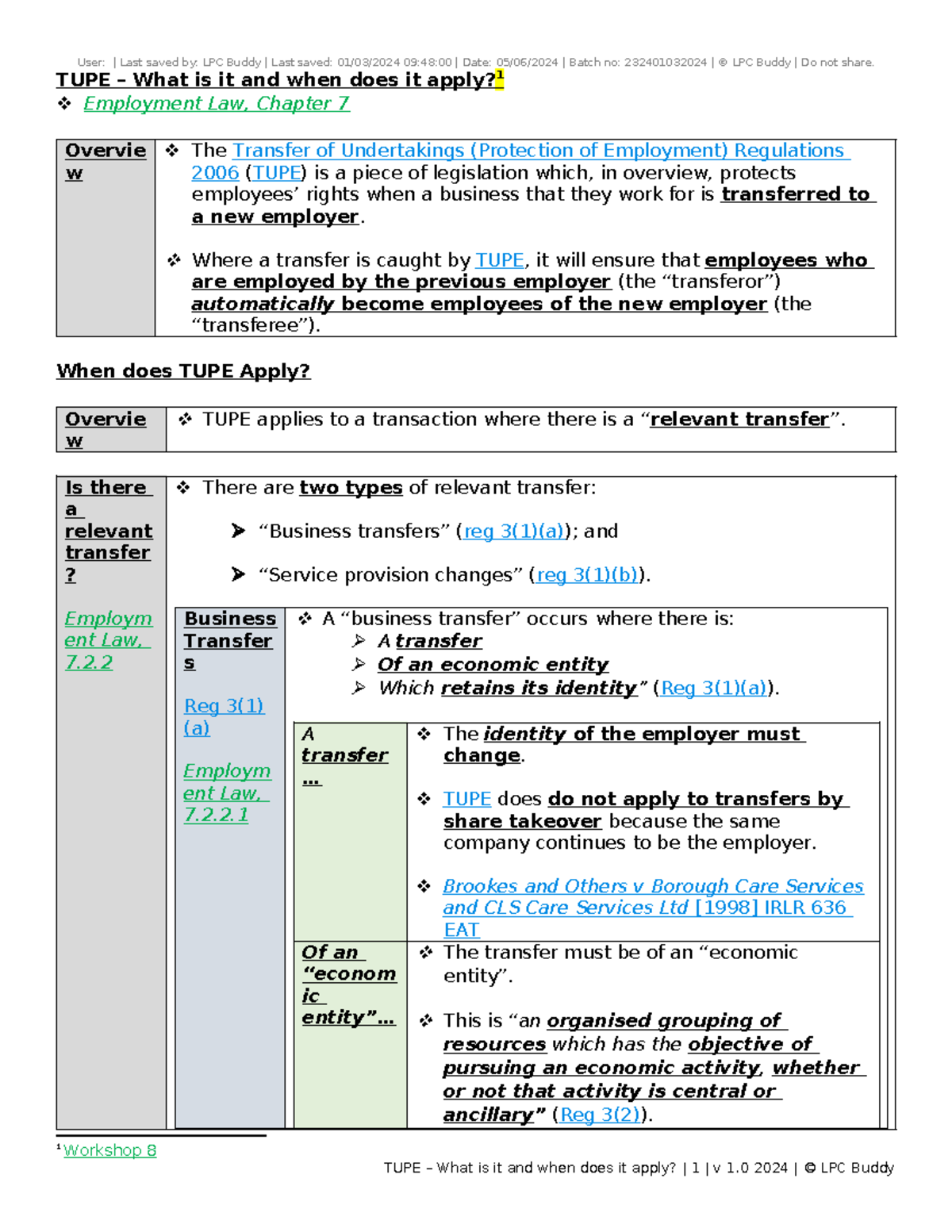 TUPE Overview: Key Employment Law Regulations Explained (Employ Law, Ch ...