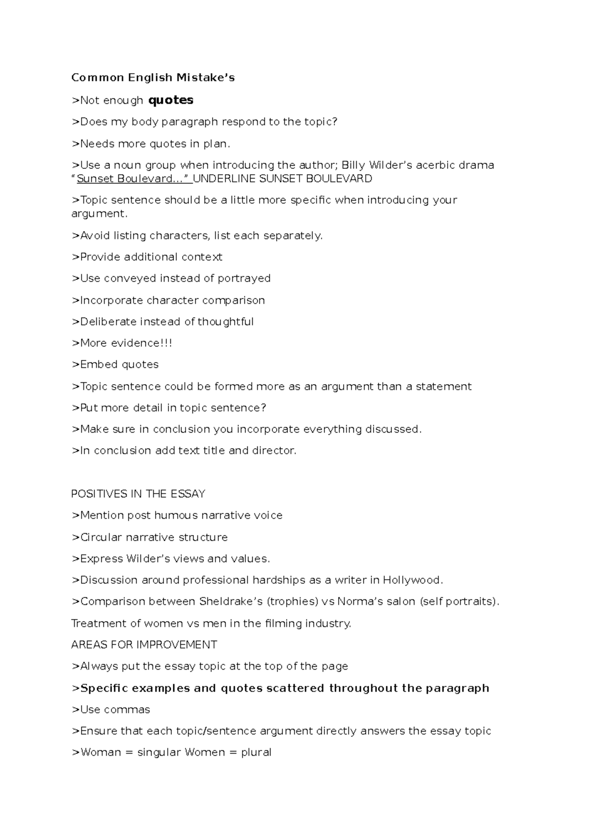 Common English Mistakes in Essay Writing: Analyzing Sunset Boulevard ...