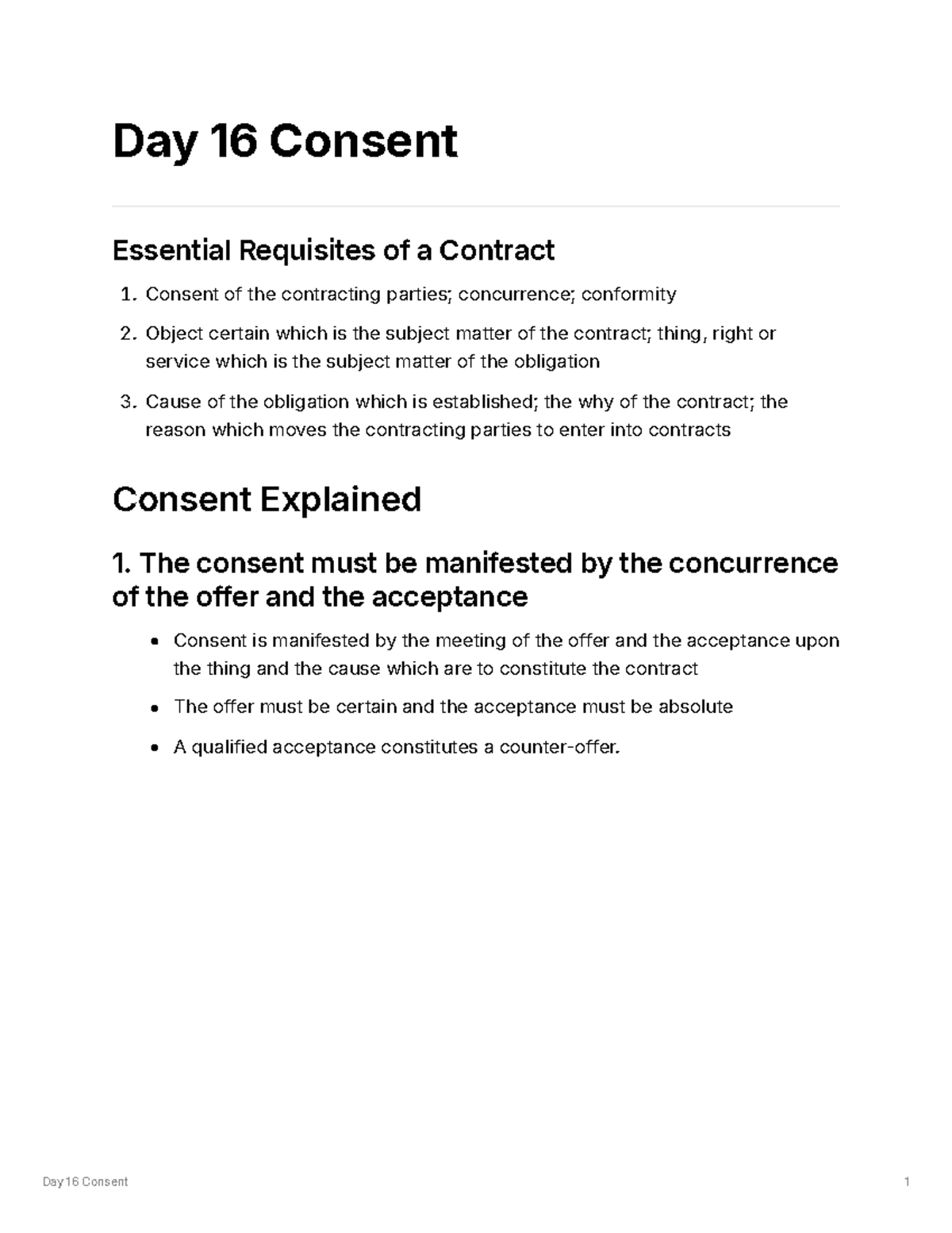 Day 16: Essential Requisites of a Contract - Consent Explained - Studocu