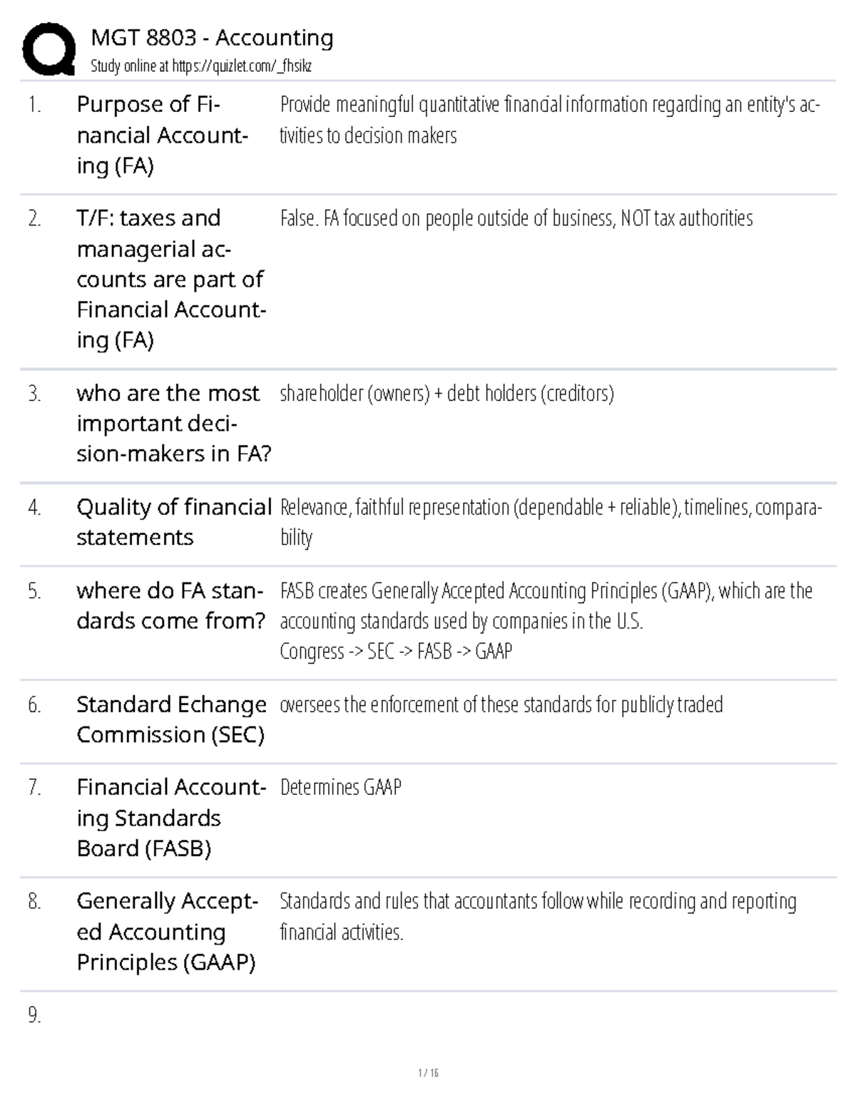 MGT 8803 Accounting Study Guide: Key Concepts and Principles - Studocu