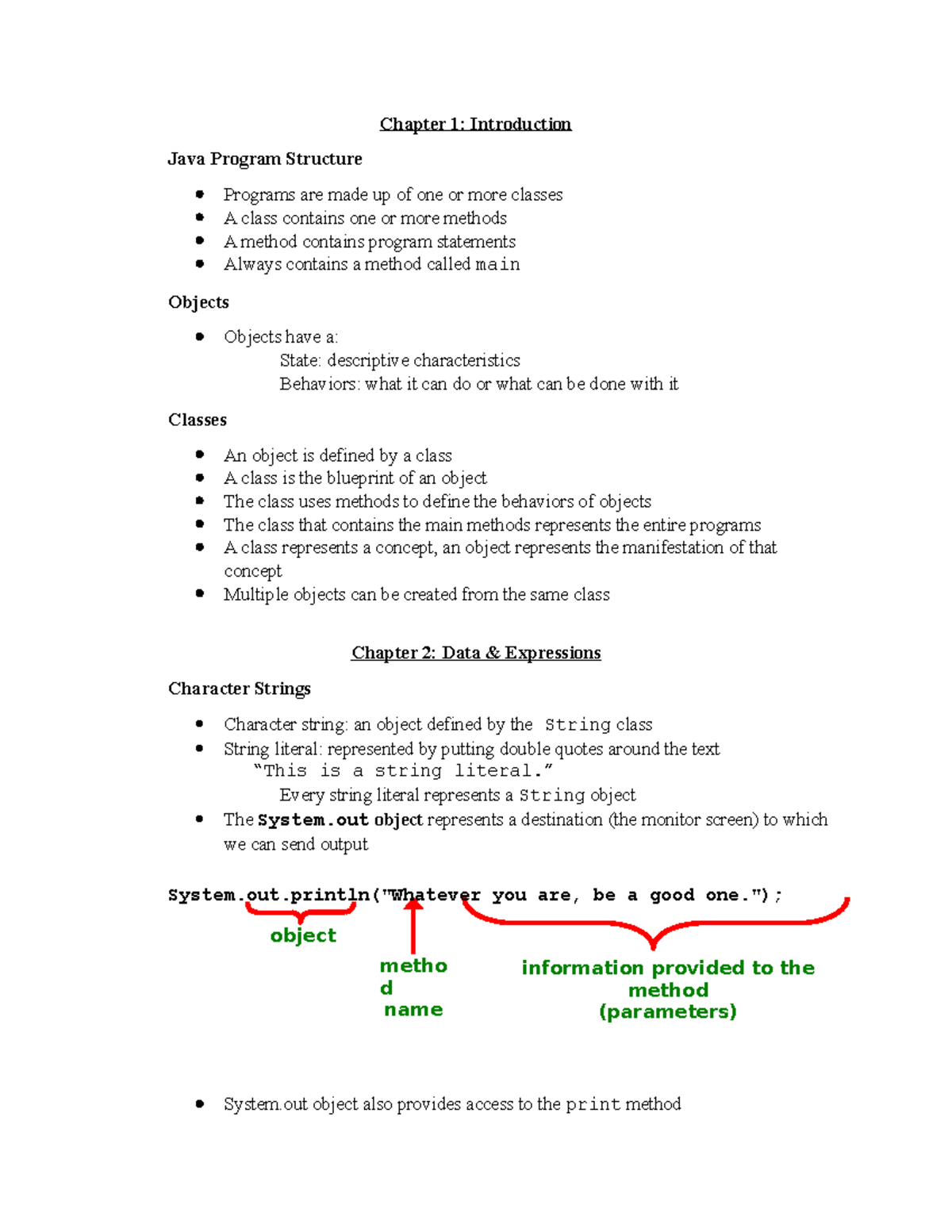 CS 151 Final Exam Study Guide - Chapter 1: Introduction Java Program ...