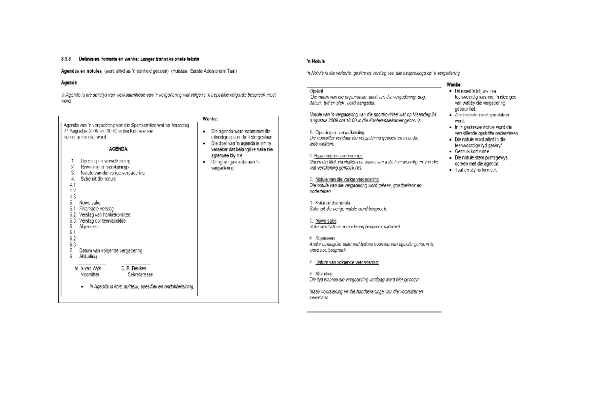 Afrikaans Writing Formats & Layouts: Key Guidelines & Examples - Studocu