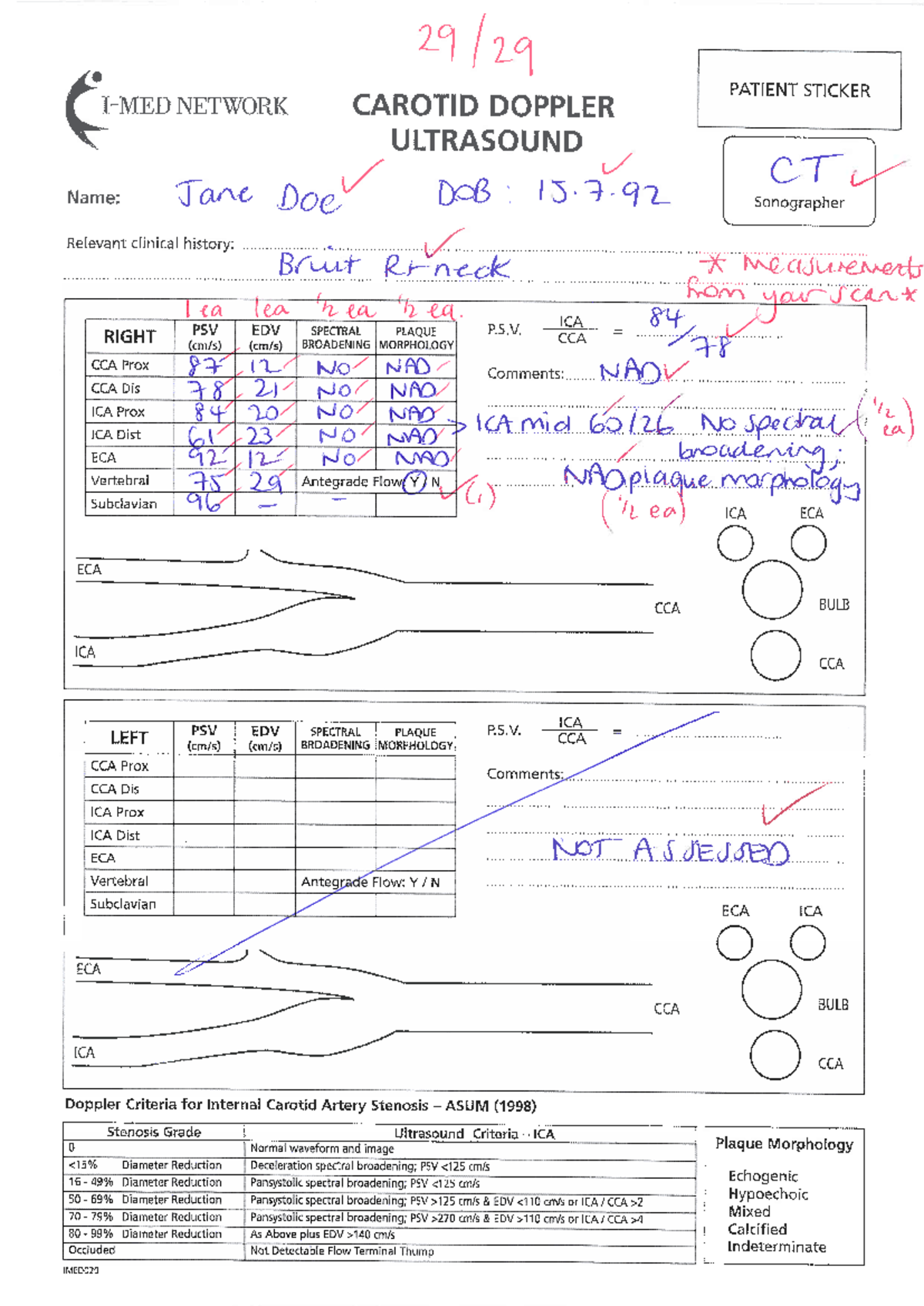 Carotid Doppler Ultrasound Worksheet Example (MED 101) - Studocu