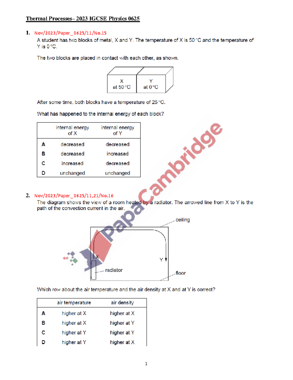 2023 Thermal Processes igcse Physics 0625 - Thermal Processes– 2023 ...