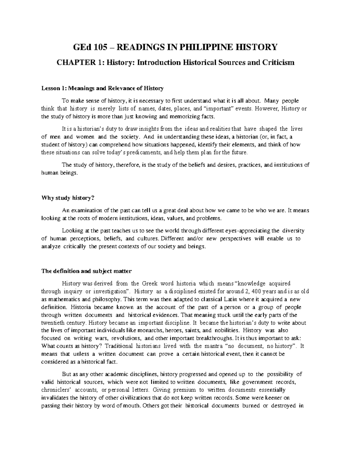 GEd 105 Readings in Philippine History Module - GEd 105 – READINGS IN ...
