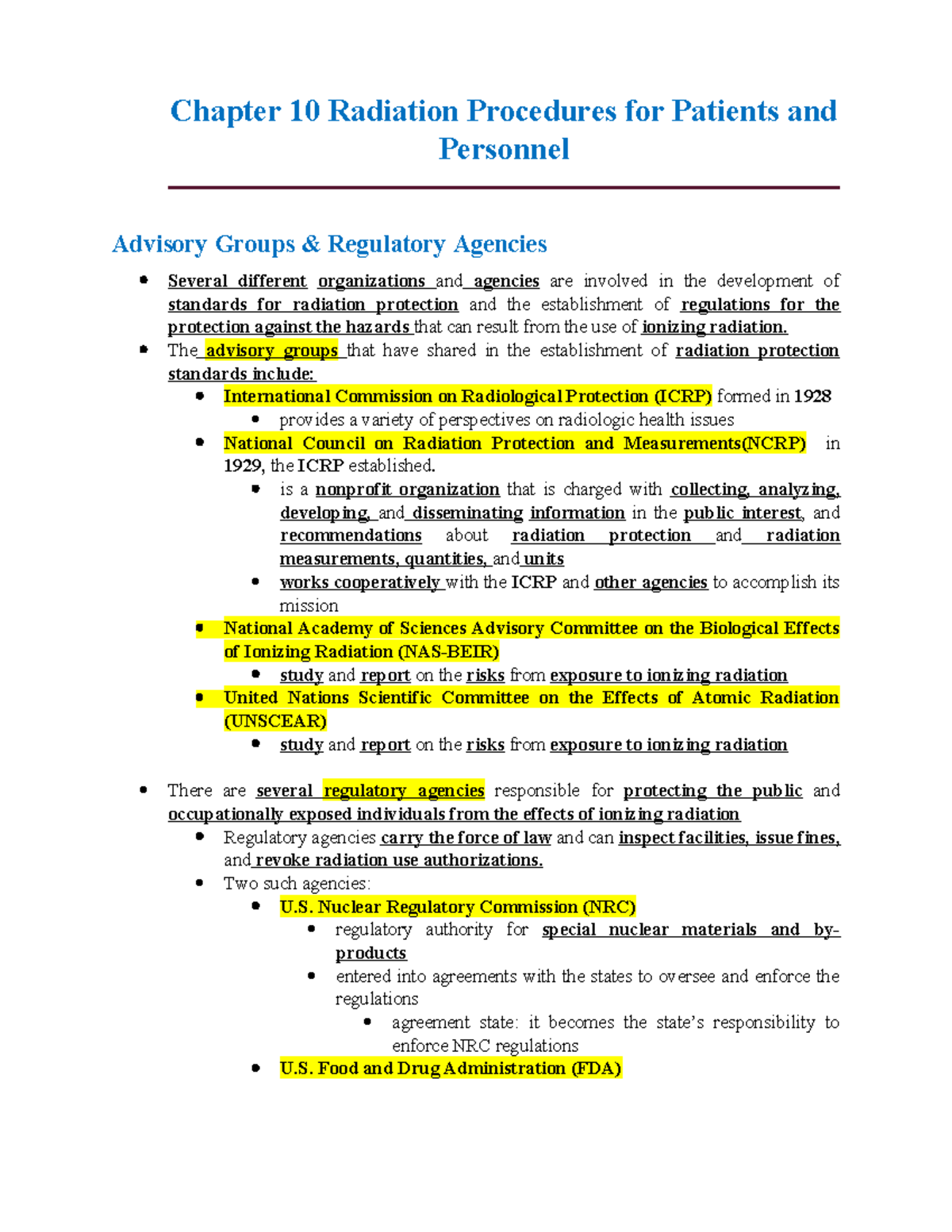 Chapter 10: Radiation Protection Procedures for Patients & Personnel ...