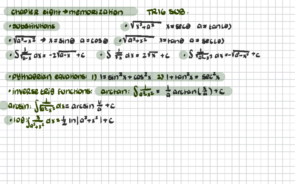 Final Comprehensive - Chapter eight-memorization TRIG SUB ...
