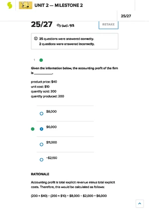 Sophia Microeconomics Unit 2 Milestone Study Notes - Studocu