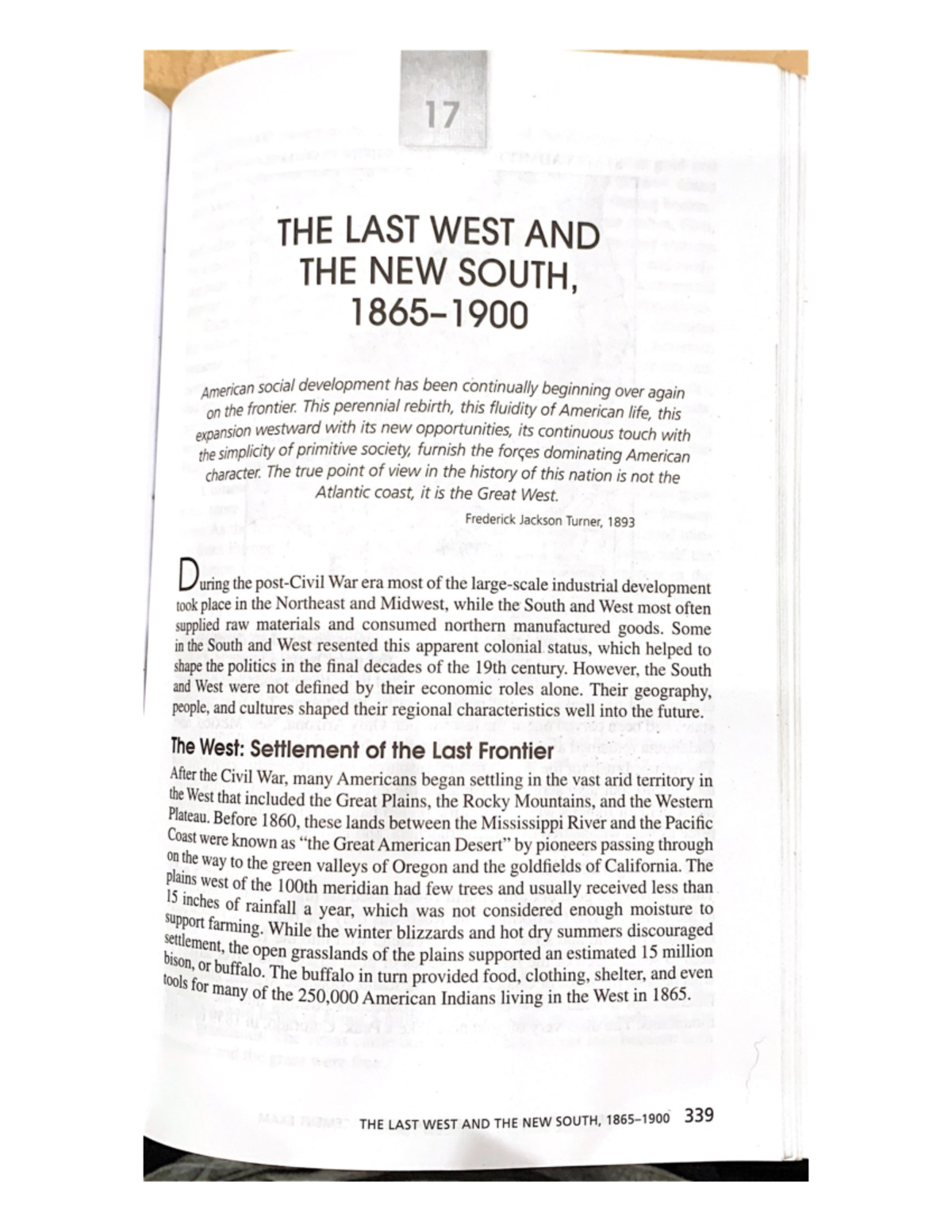 Amsco Ch 17 - The Last West and The New South: Key Notes - Studocu