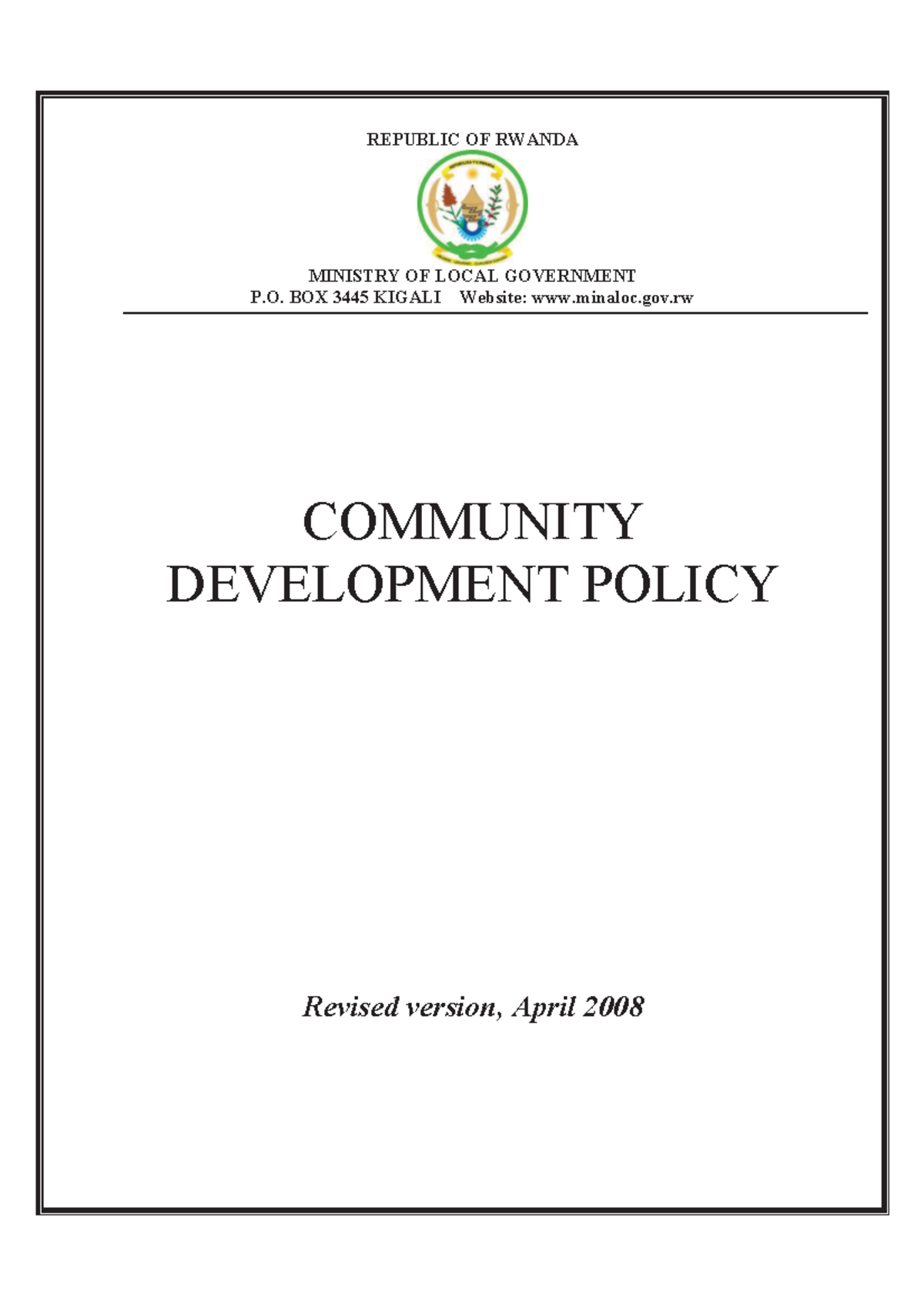 RWA-98538 - Revised Community Development Policy Overview and Insights ...