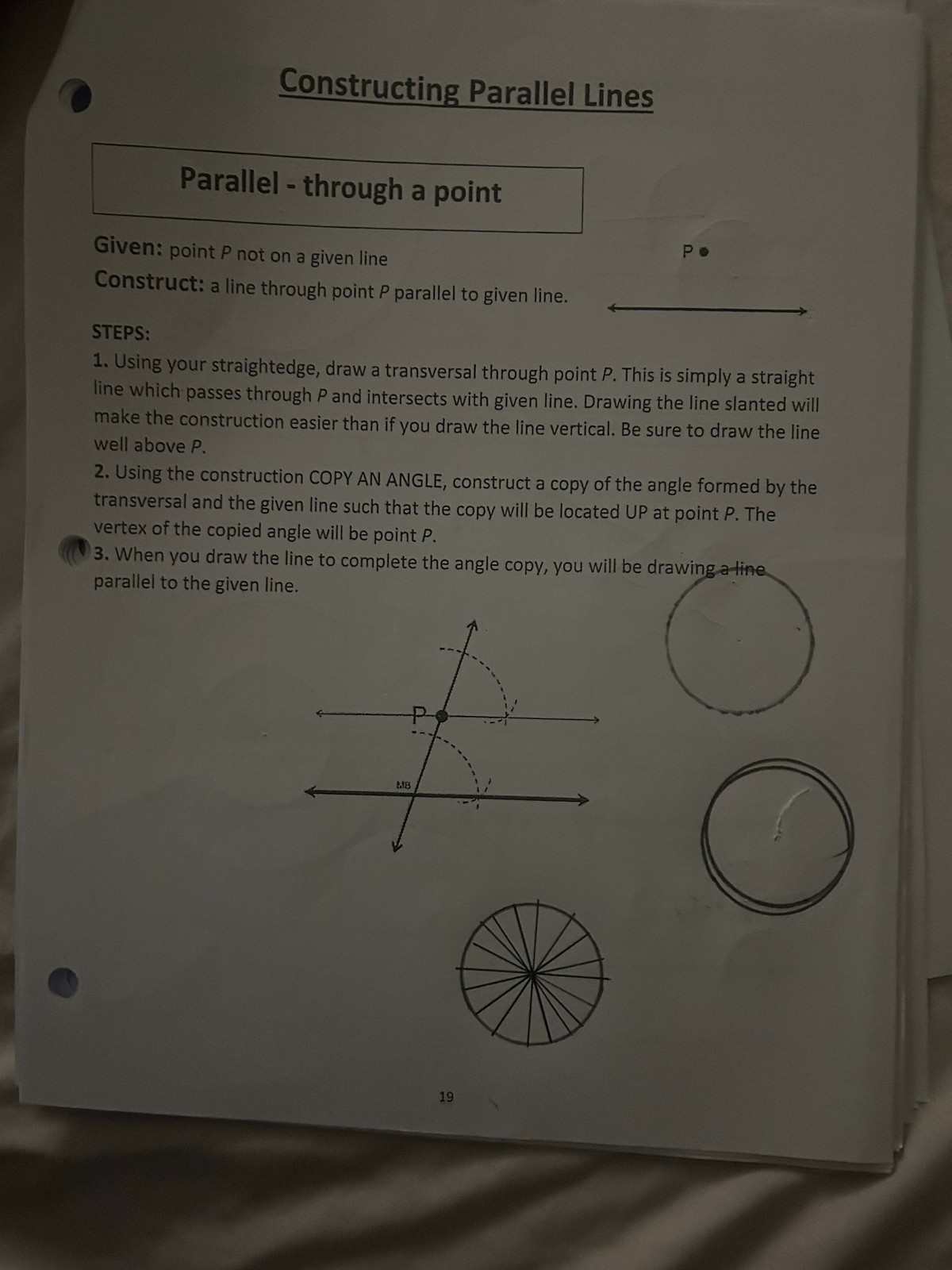 Constructing Parallel Lines through Point P - MB 19 - Studocu