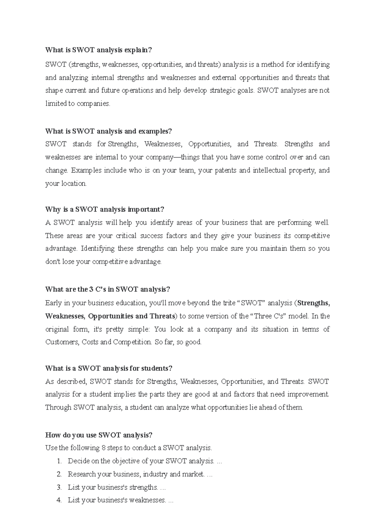 SWOT Analysis Assignment: Understanding Internal and External Factors ...