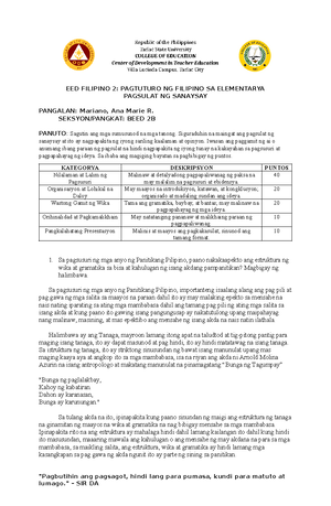 Pagtuturo ng Filipino sa Panitikan ng Pilipinas 102ED Prelim Module ...