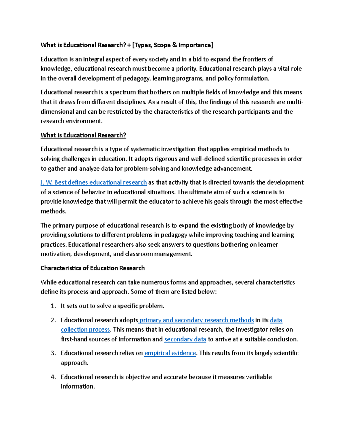 Educational Research: Understanding Its Scope and Importance - Studocu