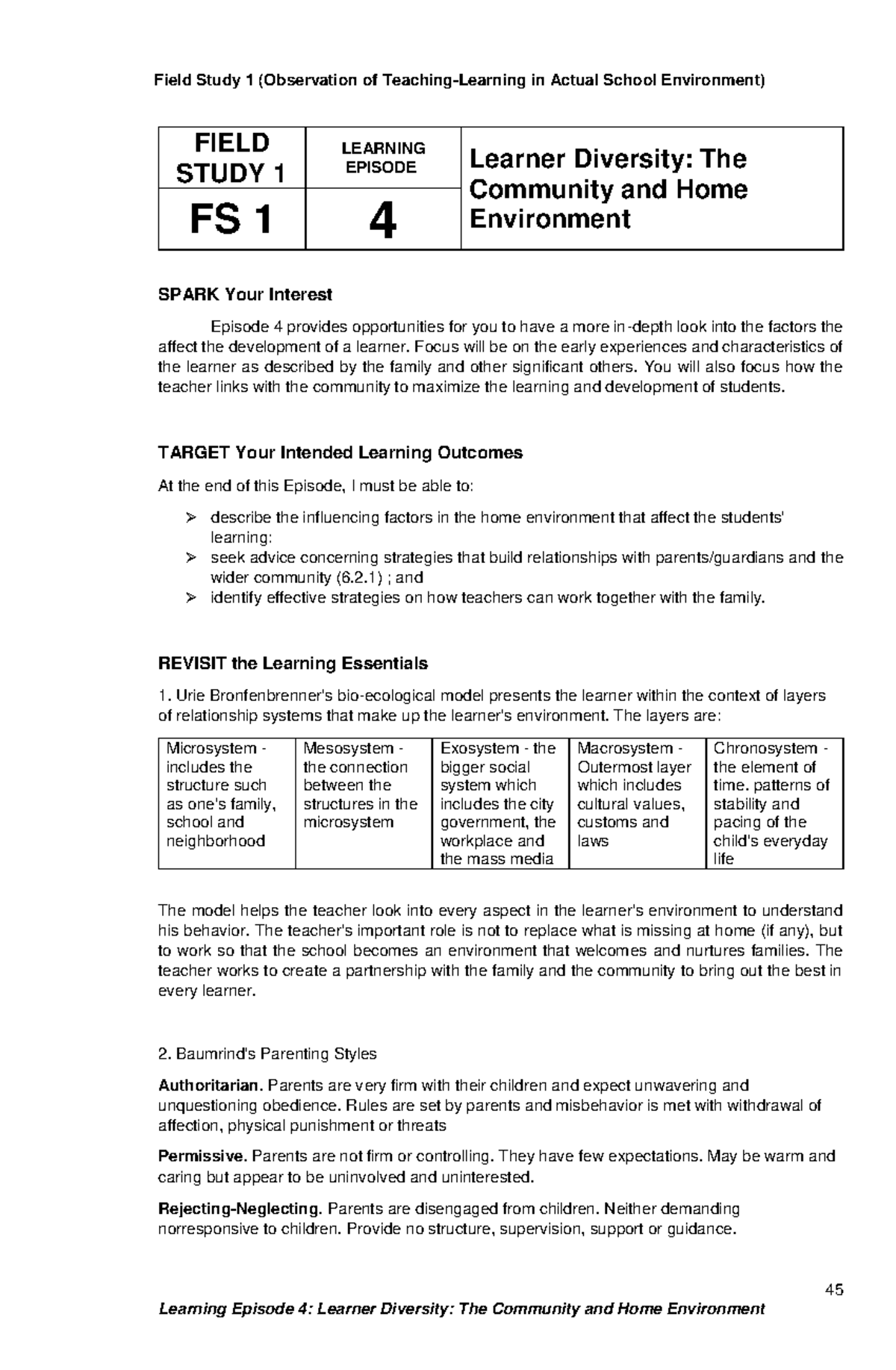 EP4 FS1 Learner-Diversity -The-Community-and-the-Home-Environment - 45 ...