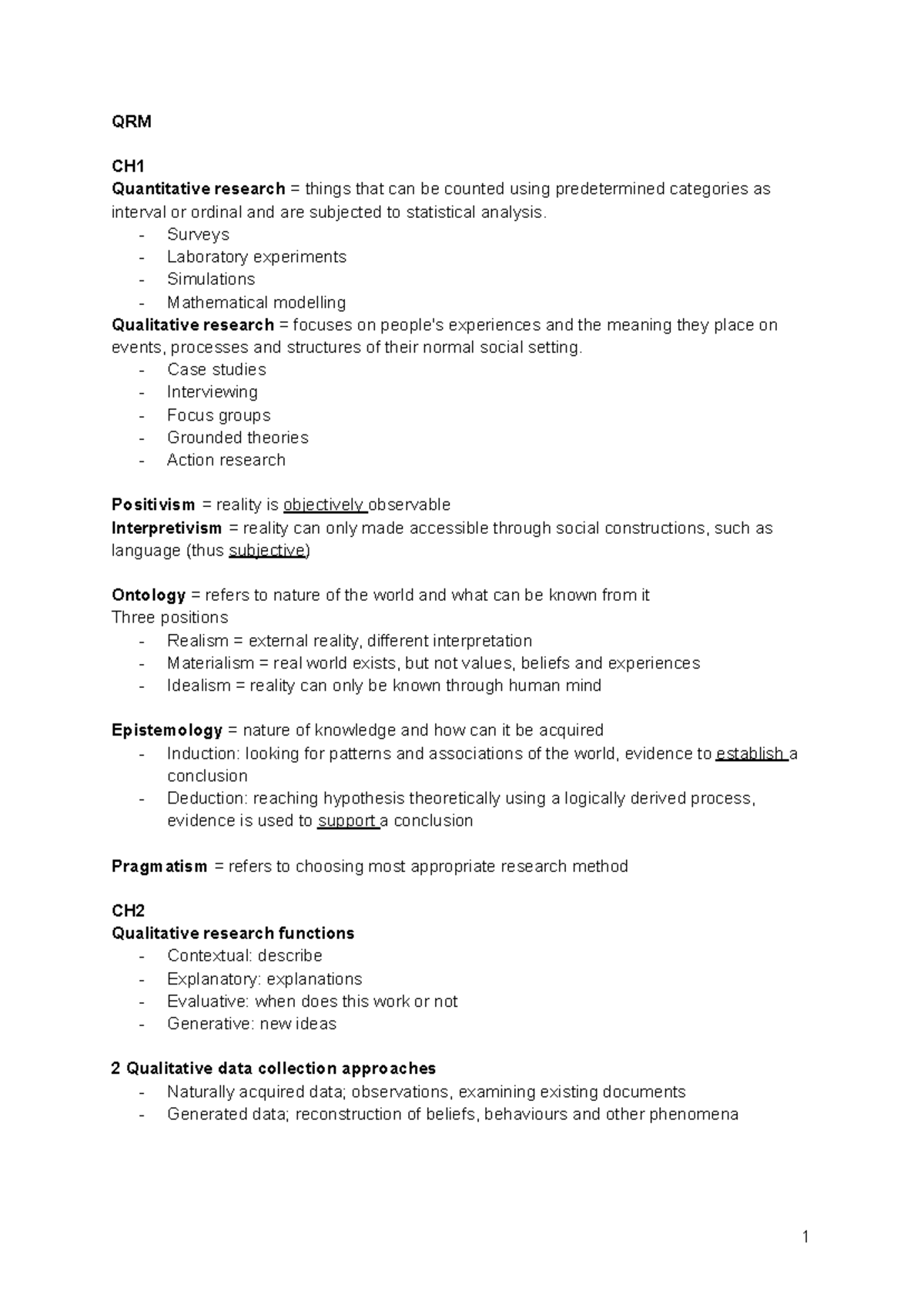 QRM Course Summary: Key Concepts and Research Methodologies in QRM - Studeersnel