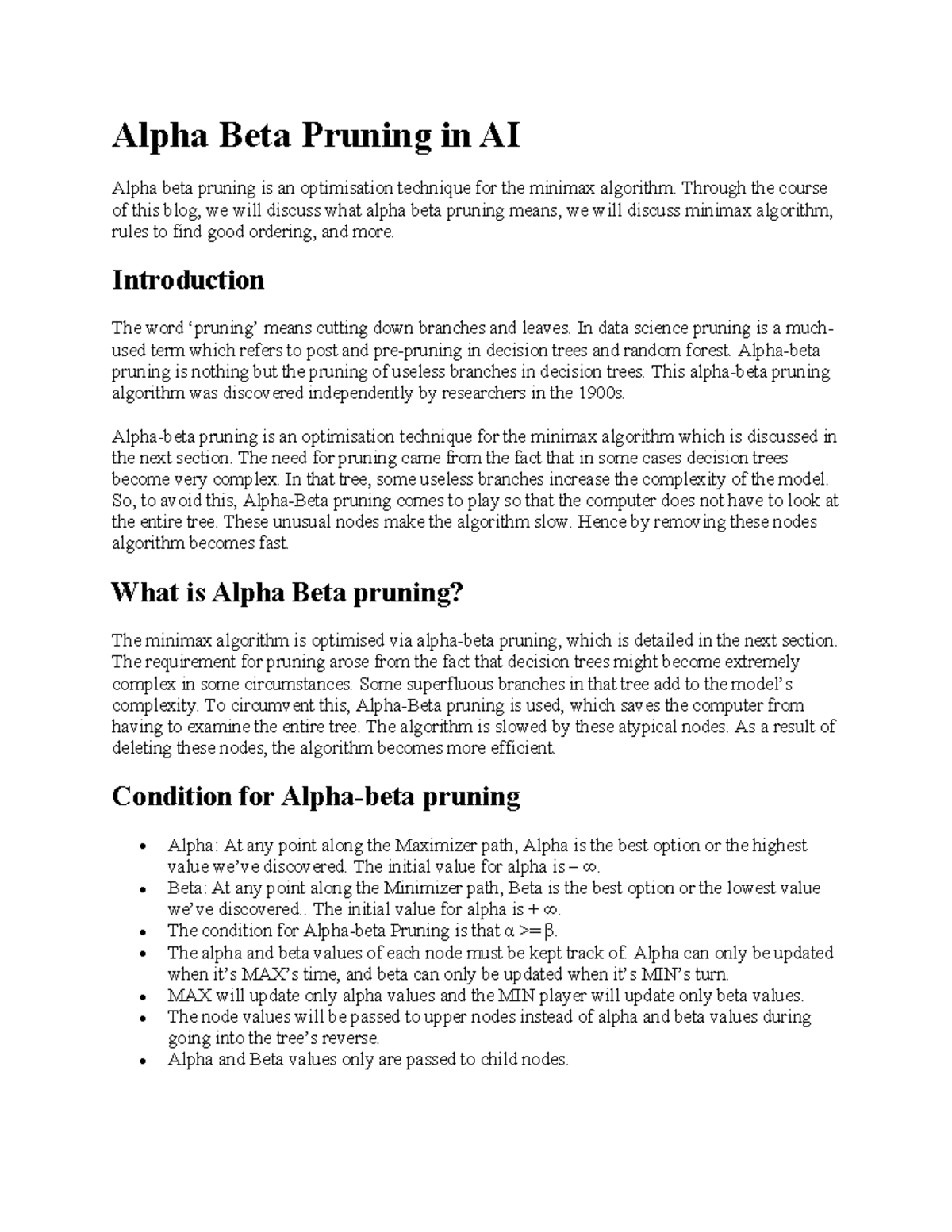 AI 101: Alpha Beta Pruning Explained and Optimized Techniques - Studocu