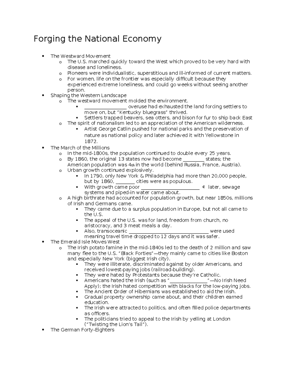 Unit 7 Guided Notes: Forging the National Economy Overview - Studocu
