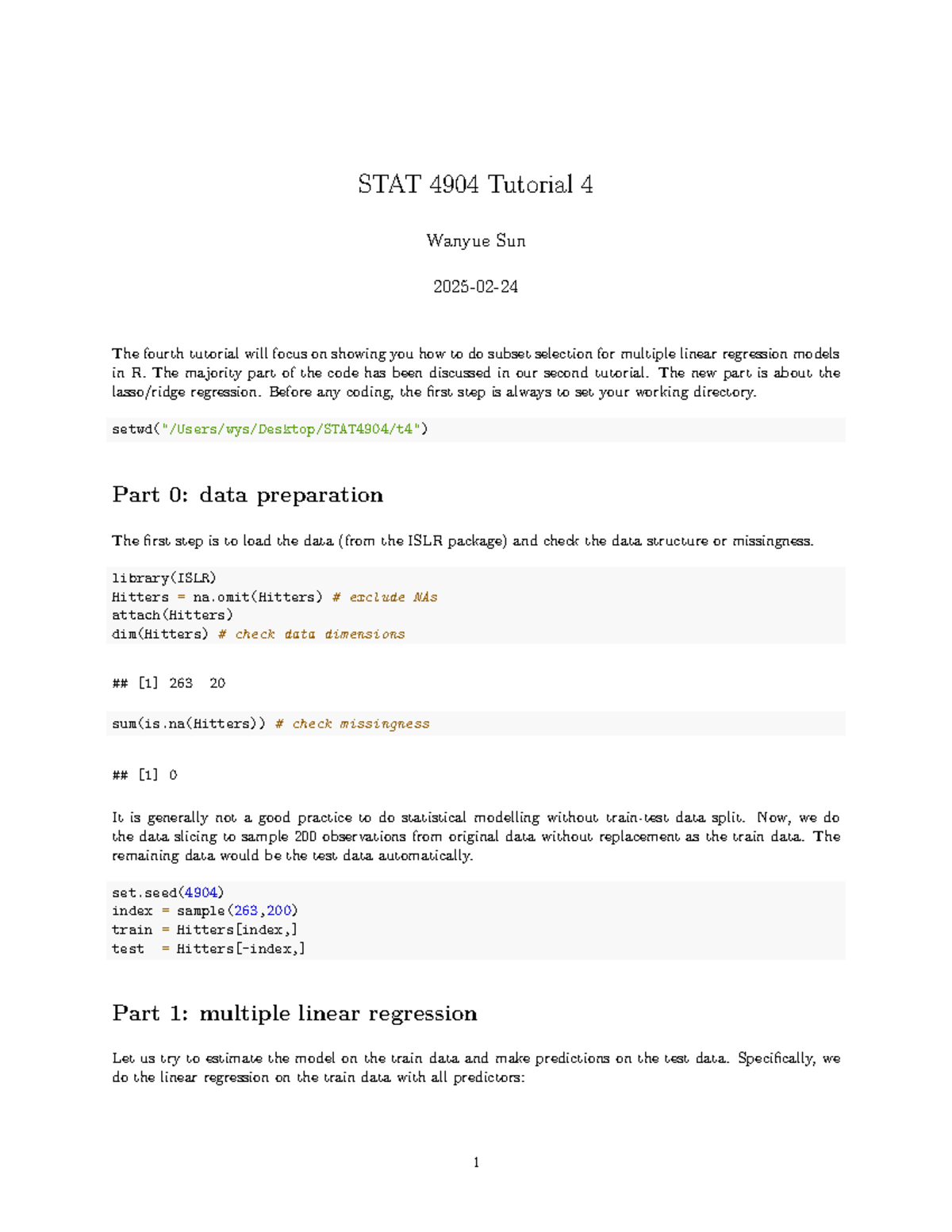T4 - Notes - STAT 4904 Tutorial 4 Wanyue Sun 2025-02- The fourth ...