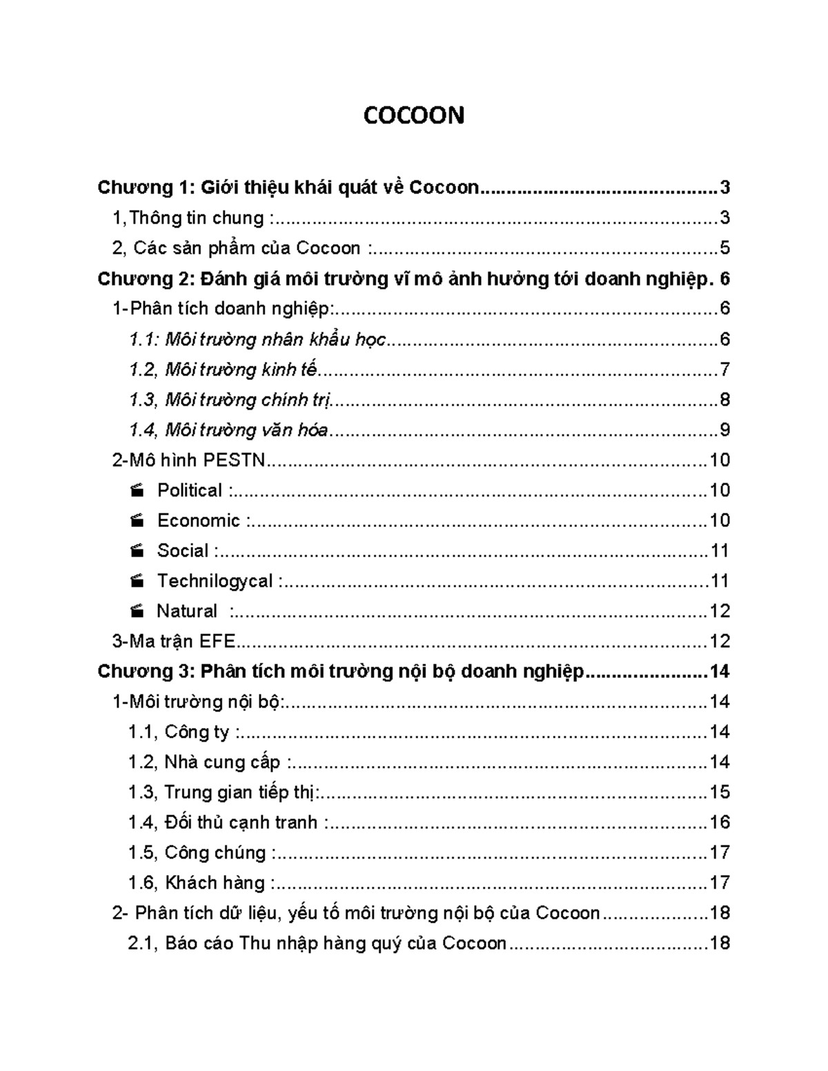Phân Tích Môi Trường Kinh Doanh Thương Hiệu Cocoon - case study - Studocu