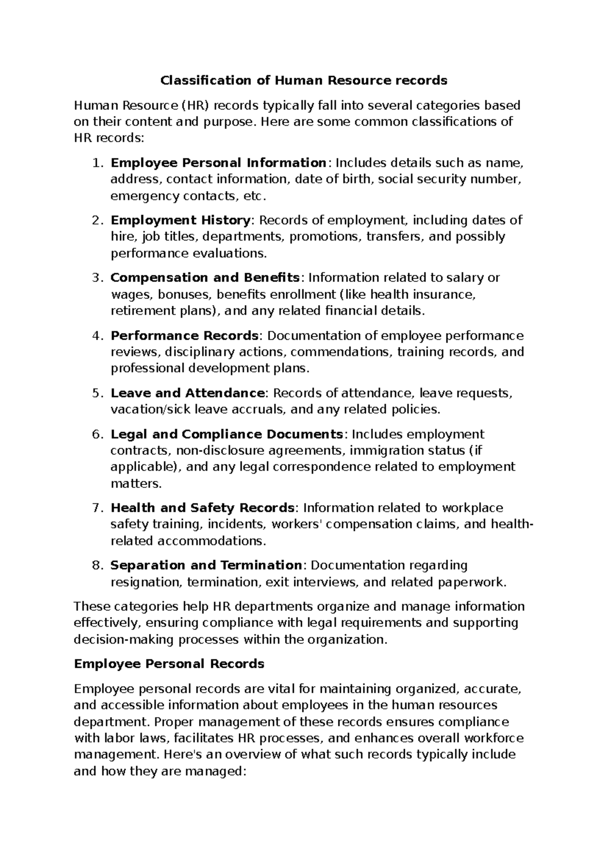 HR Classification Records: Understanding Employee Record Categories ...