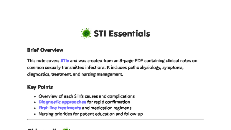 STI Essentials Overview: Clinical Notes on STIs and Nursing Management ...