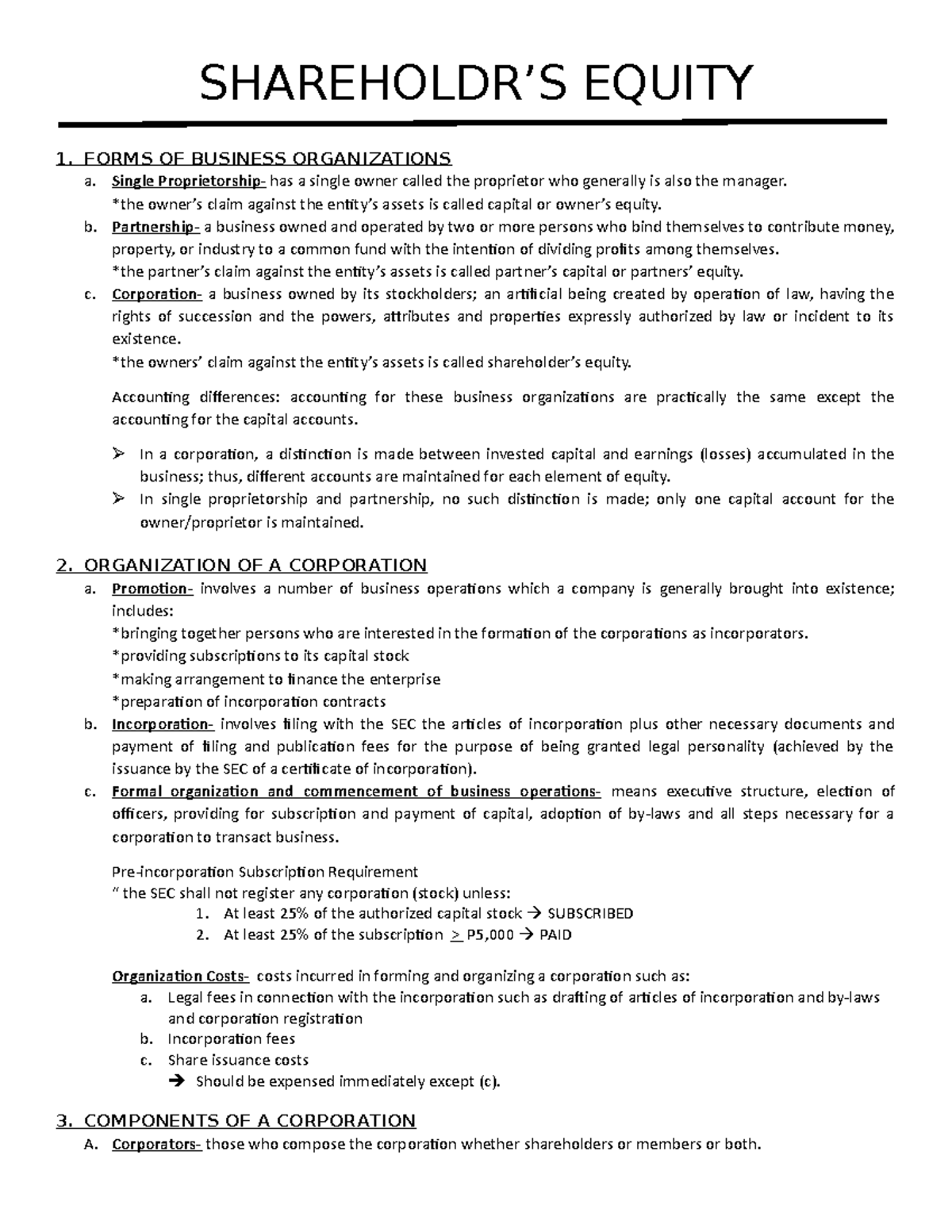 8.1 Shareholders' Equity: Understanding Forms & Components of Equity ...