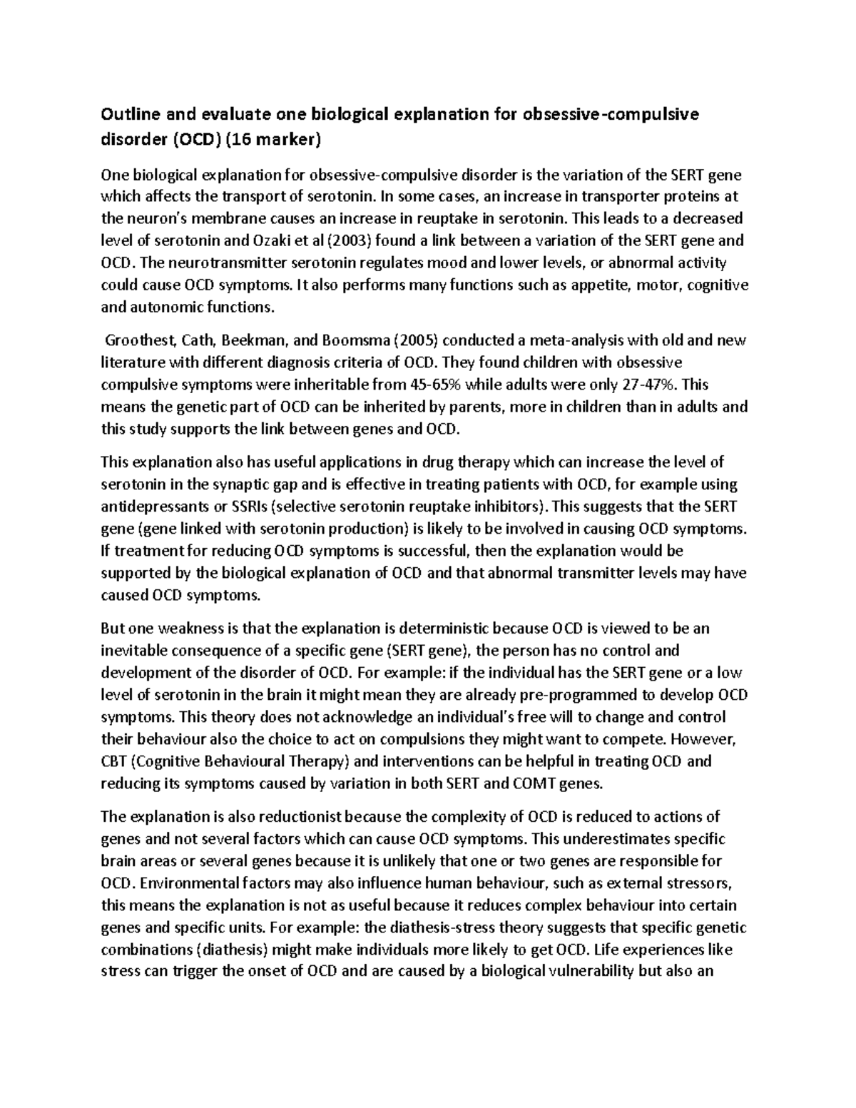 Biological Explanation of OCD: Key Insights & Limitations ...