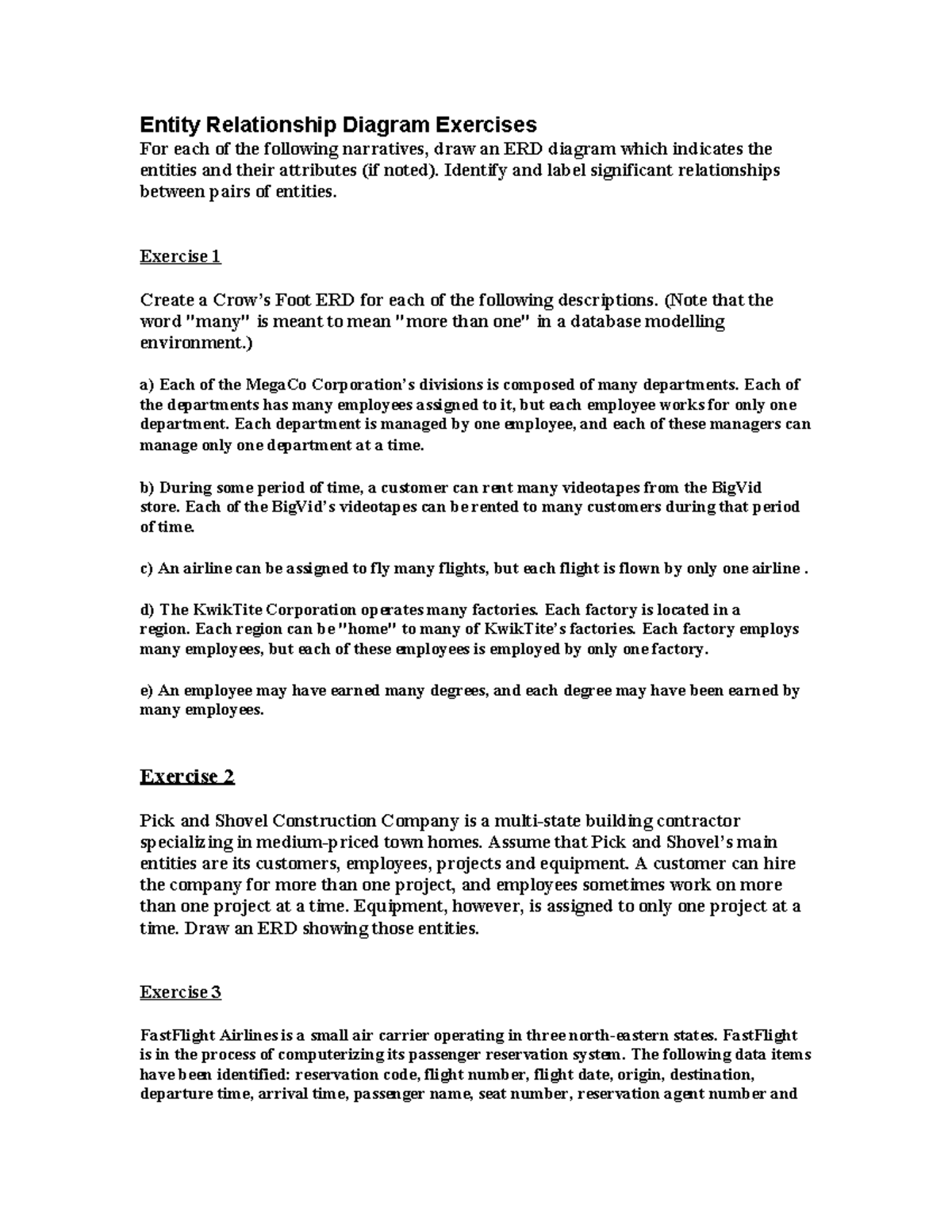 ERD Exercises for Database Modeling: Entity Relationships and Diagrams ...