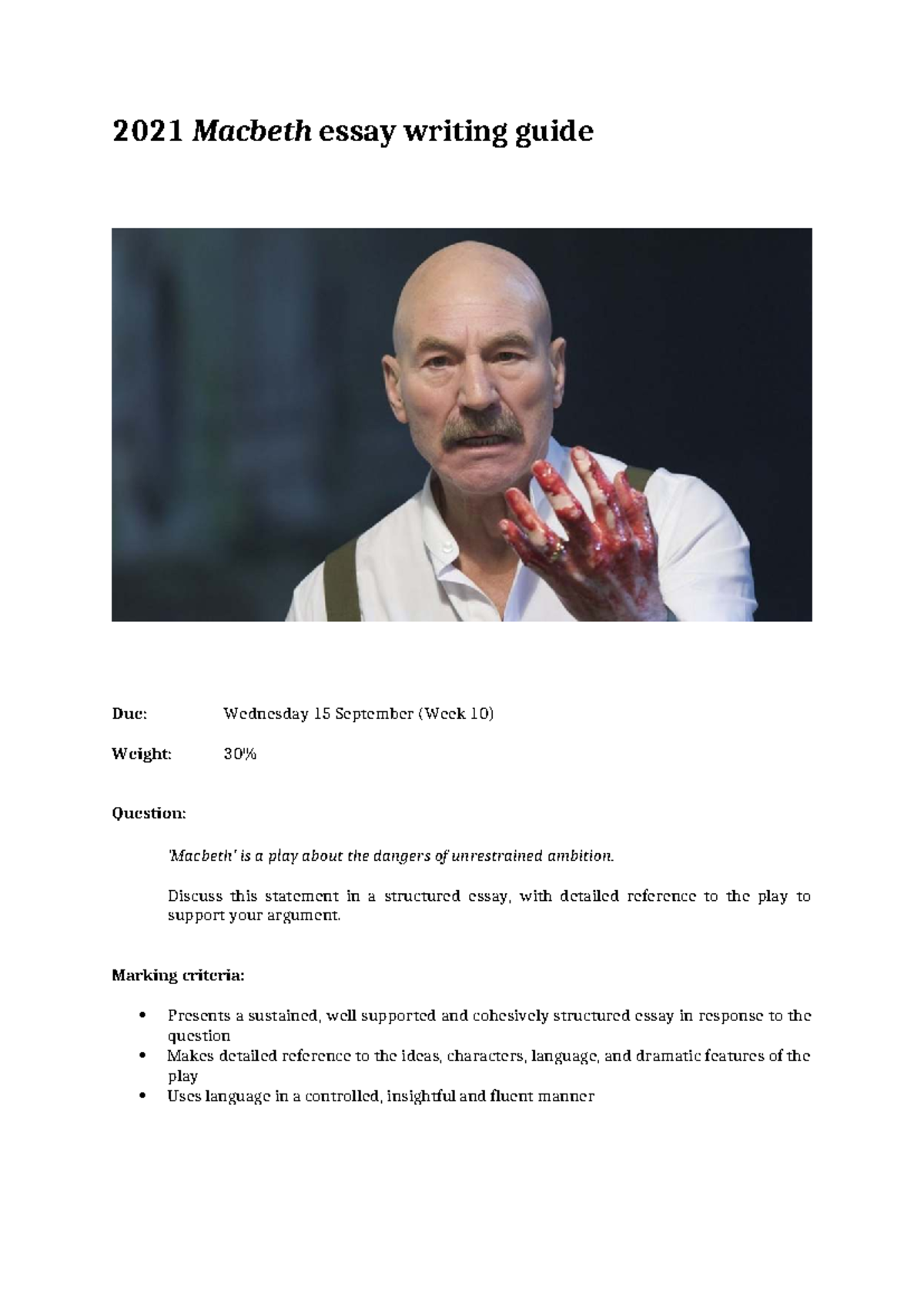 2021 HSC Macbeth Essay Writing Guide: Analyzing Ambition - Studocu
