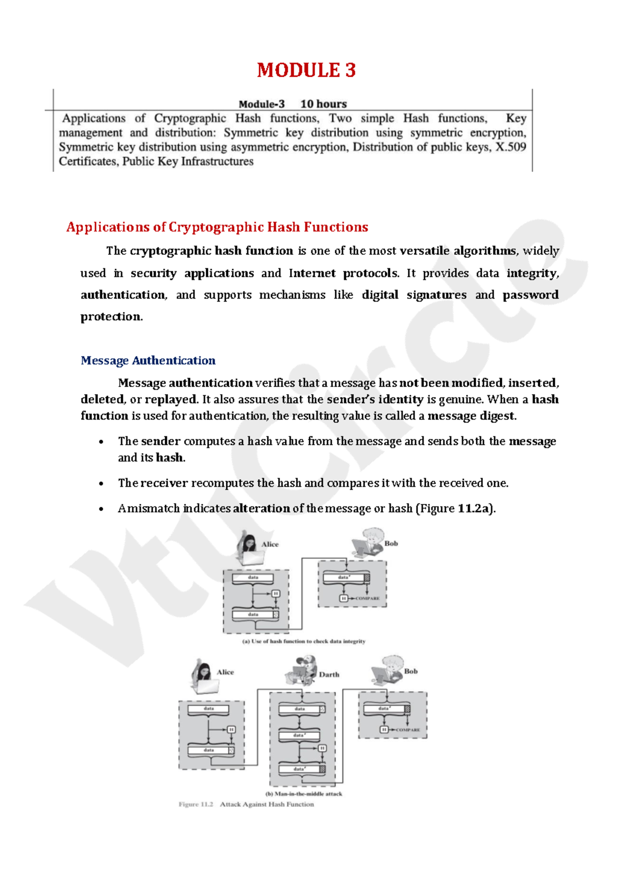 BCS703 Module 3: Applications of Cryptographic Hash Functions - Studocu