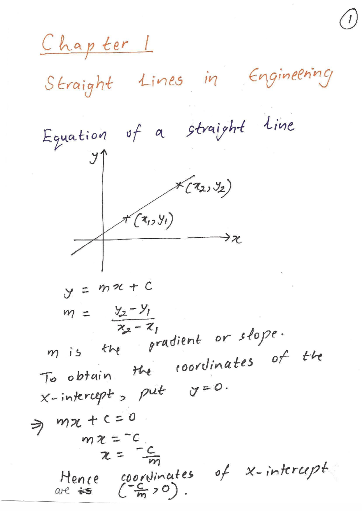 Lecture notes chapter 1 - 1 Chapter Straight Lines in Engineering ...