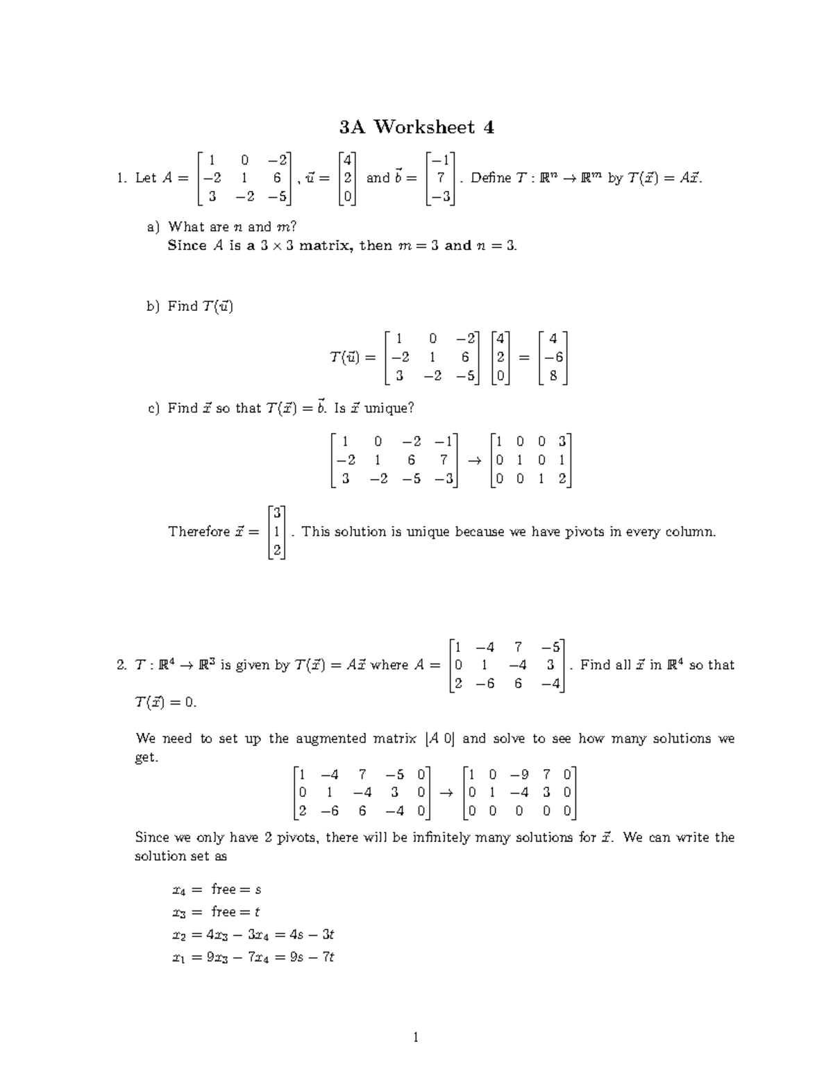 Homework 4 Solutions - 3A Worksheet 4 LetA= 1 0 − 2 −2 1 6 3 − 2 − 5 ...