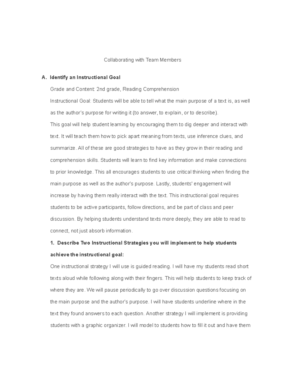 Course 6 Task 1: Collaborative Strategies for 2nd Grade Reading ...