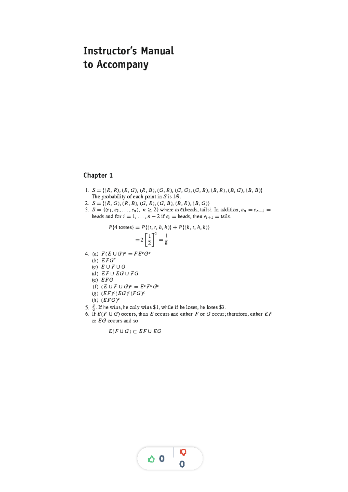 Instructor's Manual for Sheldon M. Ross' Probability Models (12th Ed) - Studocu