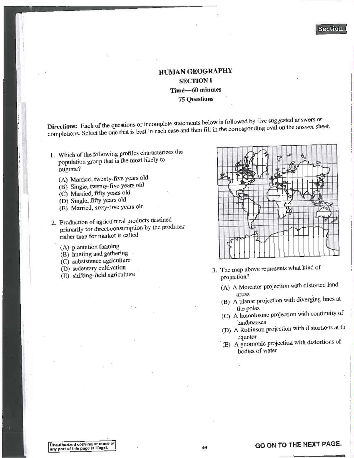 AP Human Geography Exam 2006: Section I Practice Questions - Studocu