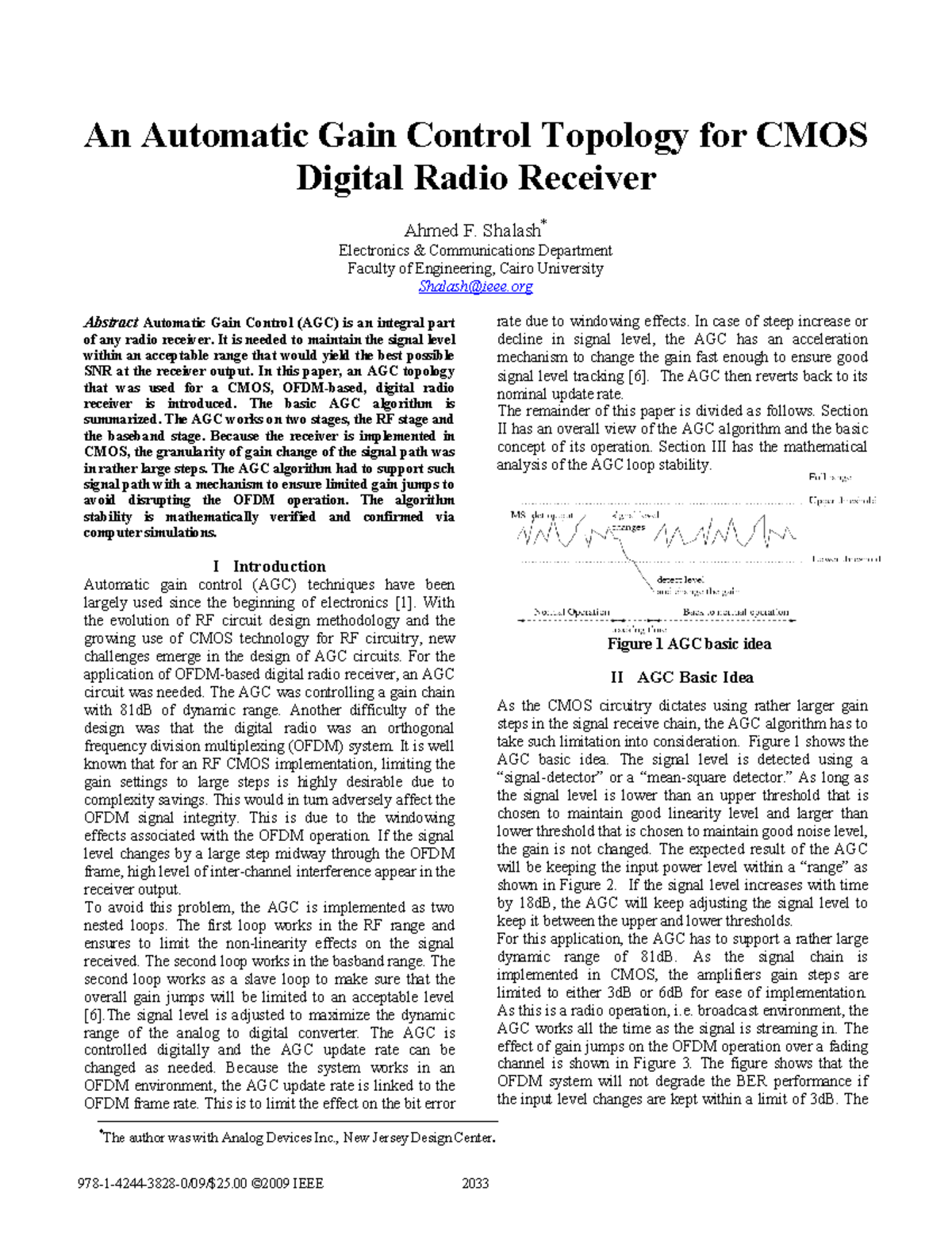 AGC Techniques in CMOS-Based OFDM Digital Radio Receivers - Studocu