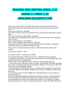 Reading and Writing skills (2nd sem) - Pre-Writing Strategies At the ...