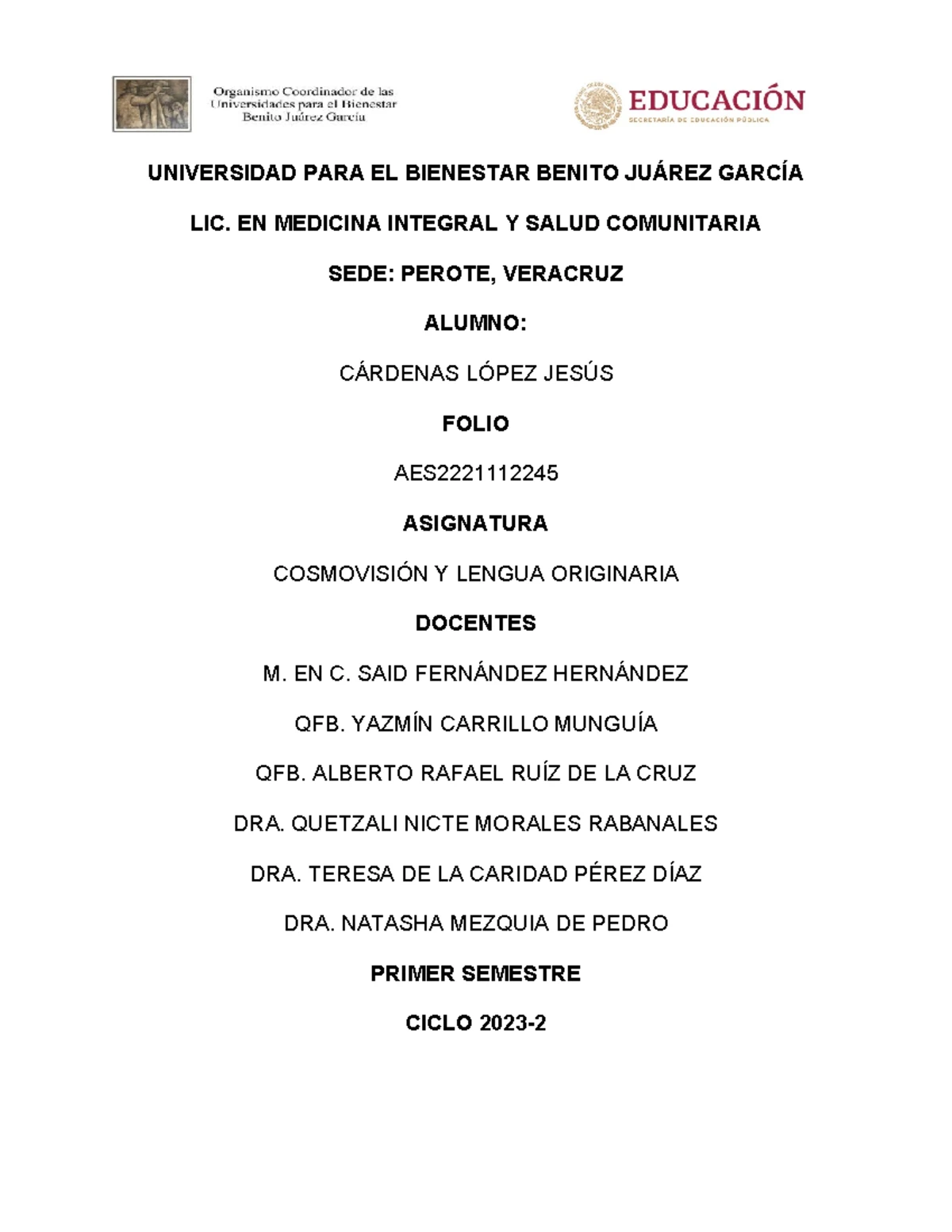 Reglamento escolar - Universidades para el Bienestar Benito Juárez García Reglamento escolar ...