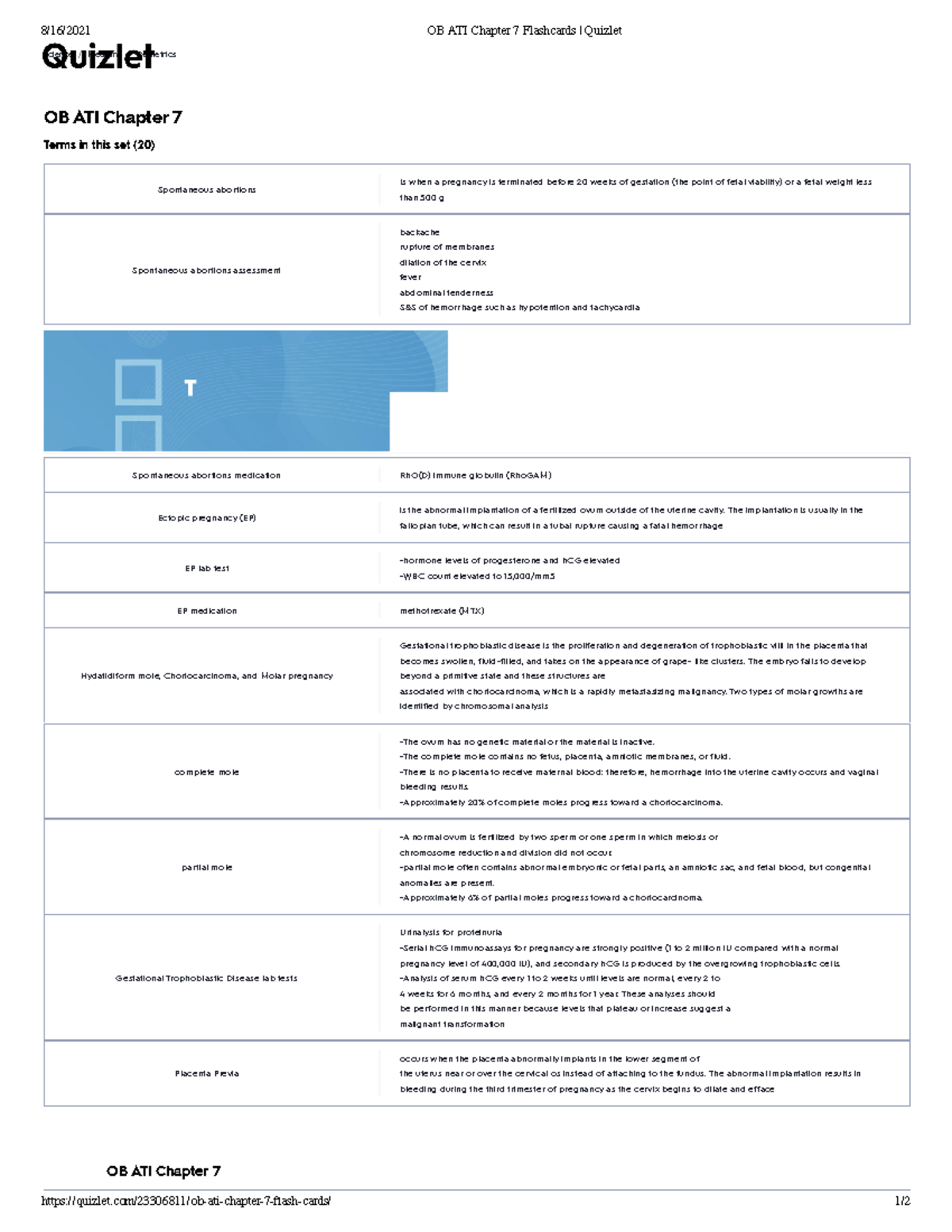 OB ATI Chapter 7 Flashcards: Key Terms in Obstetric Care - Studocu