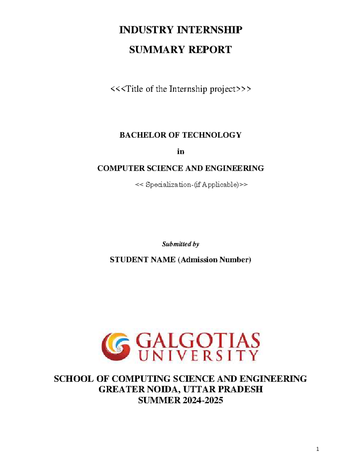 BTECH CSE Internship Summary Report: Insights & Experiences - Studocu