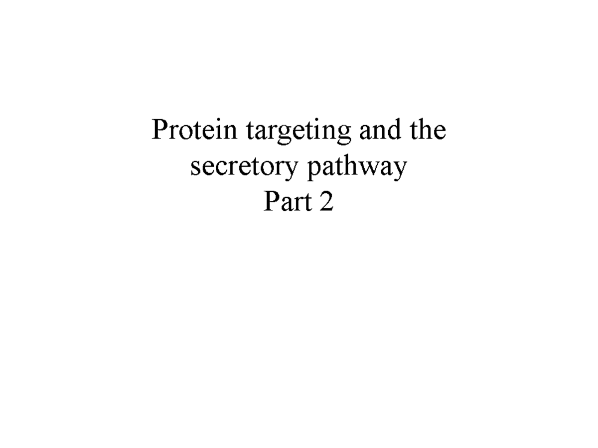 Protein Targeting and Secretory Pathway: Part 2 Overview - Studocu
