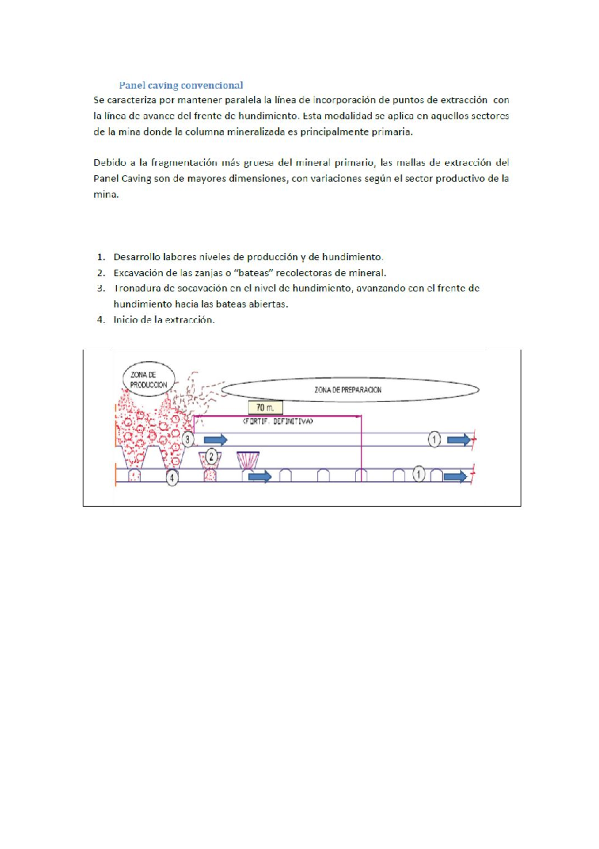 Variantes del Panel Caving y Construcción de Zanjas en Minería - Studocu