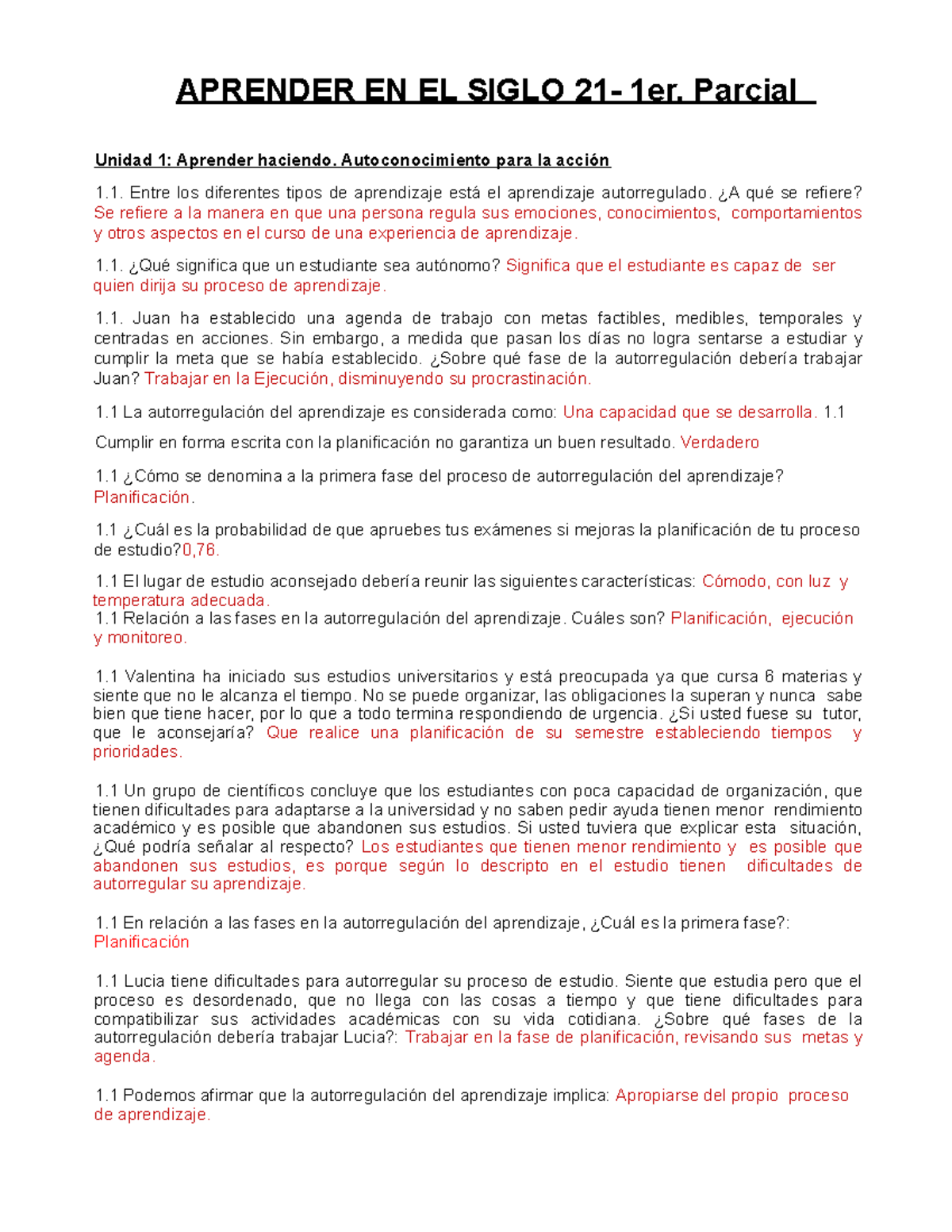 Preguntero Aprender 1er Parcial - APRENDER EN EL SIGLO 21- 1er. Parcial Unidad 1: Aprender ...