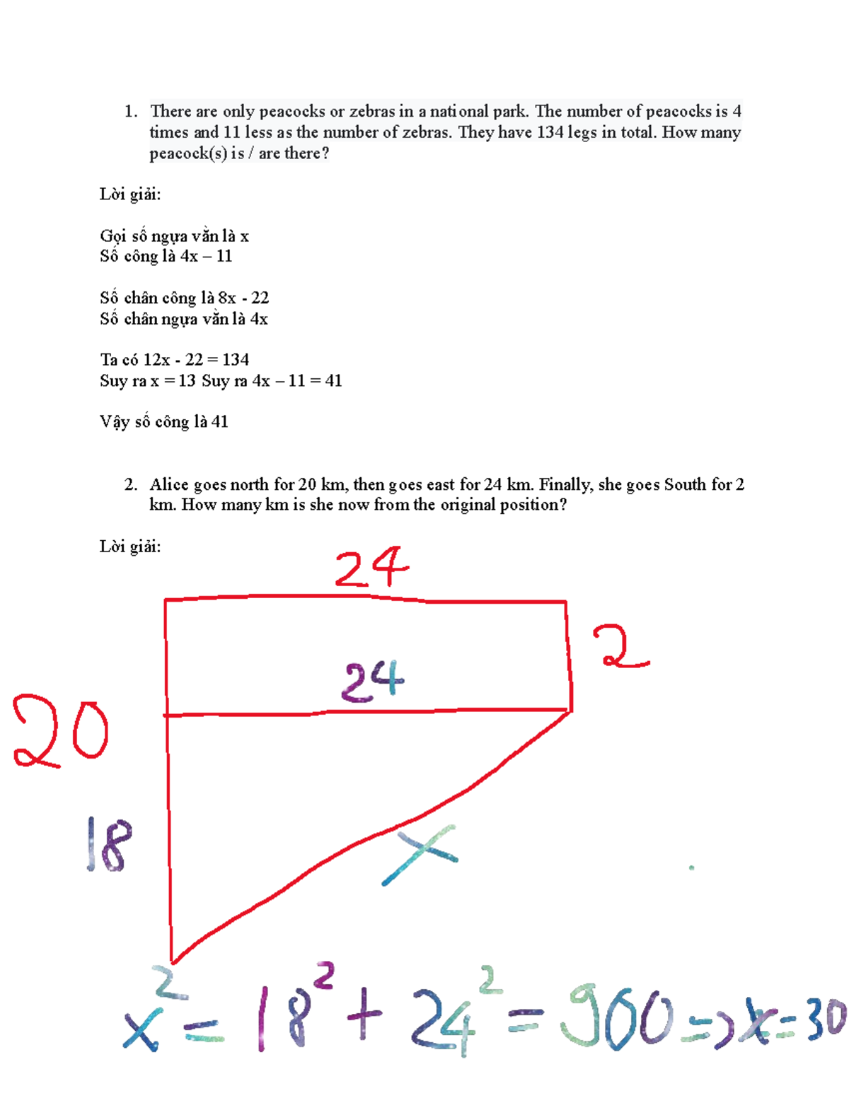 7A3 Lesson 1: Solving Peacock-Zebra and Distance Problems - Studocu
