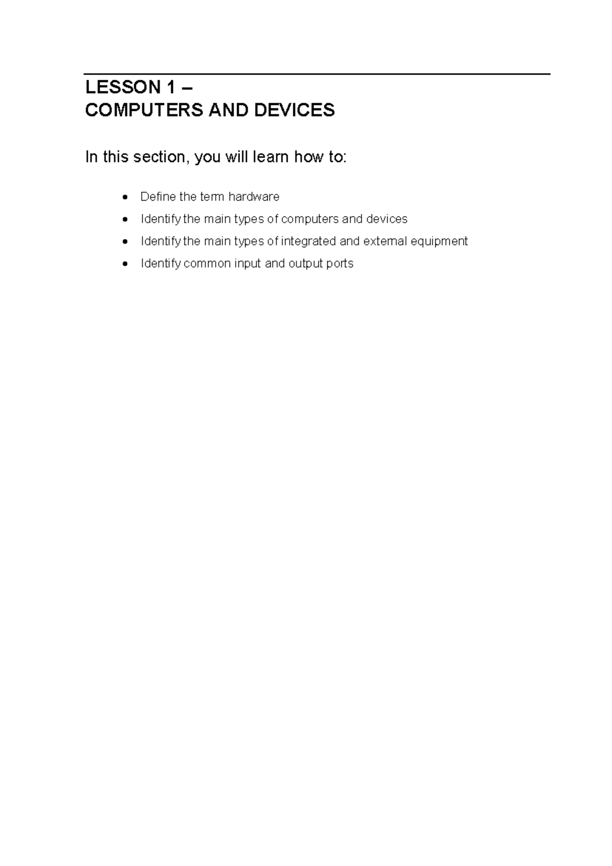 Lesson 1: Computers and Devices Overview - ICDL Computer Essentials ...