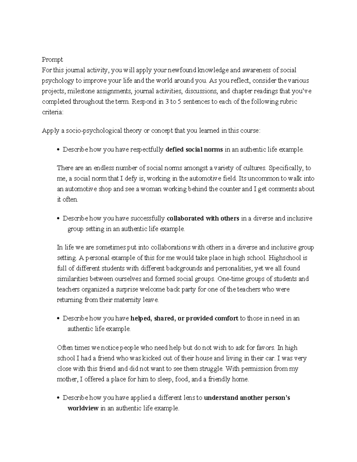 Psy355 8-2 Reflection Journal on Social Psychology Insights - Studocu