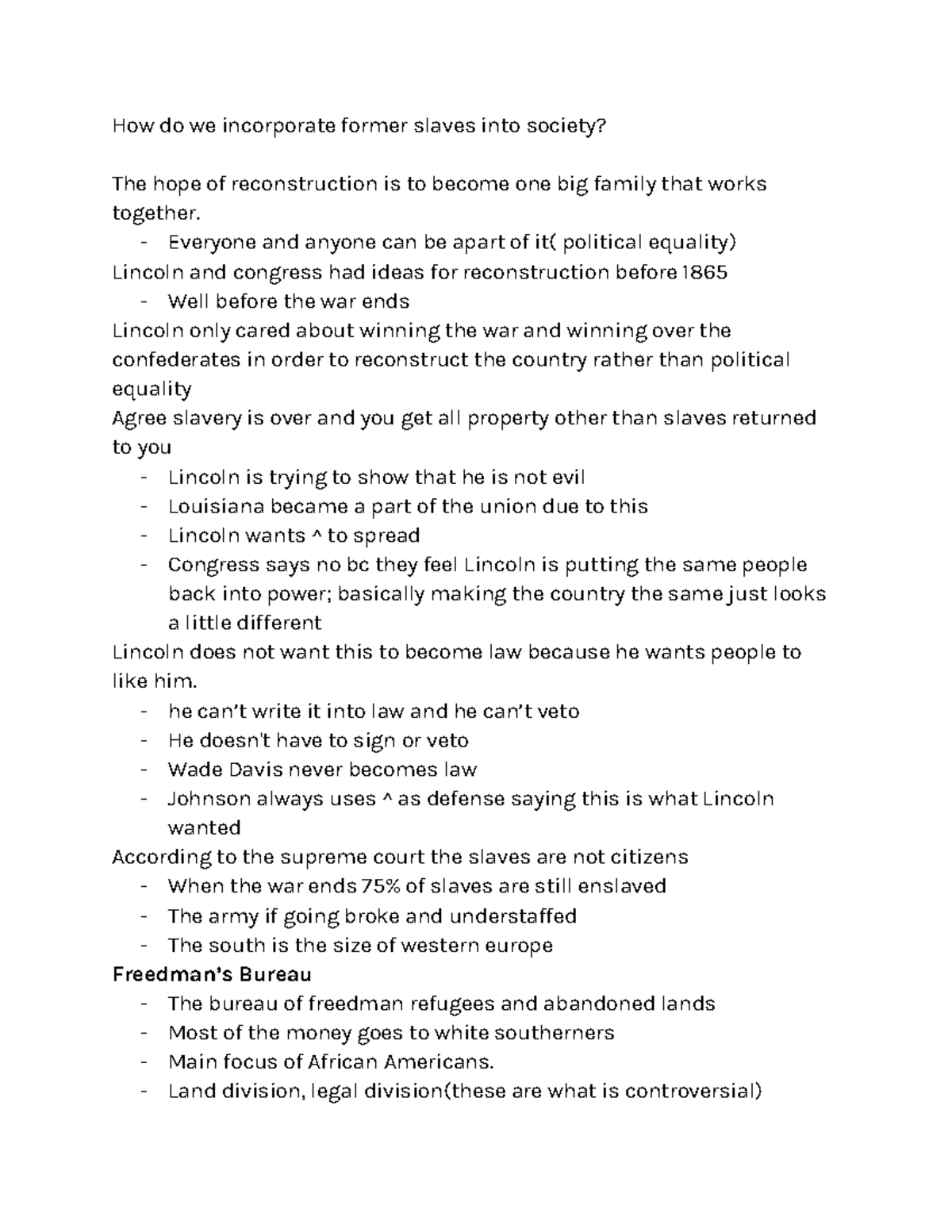 Reconstruction and the Gilded Age: Social Changes Overview for Exam 1 ...