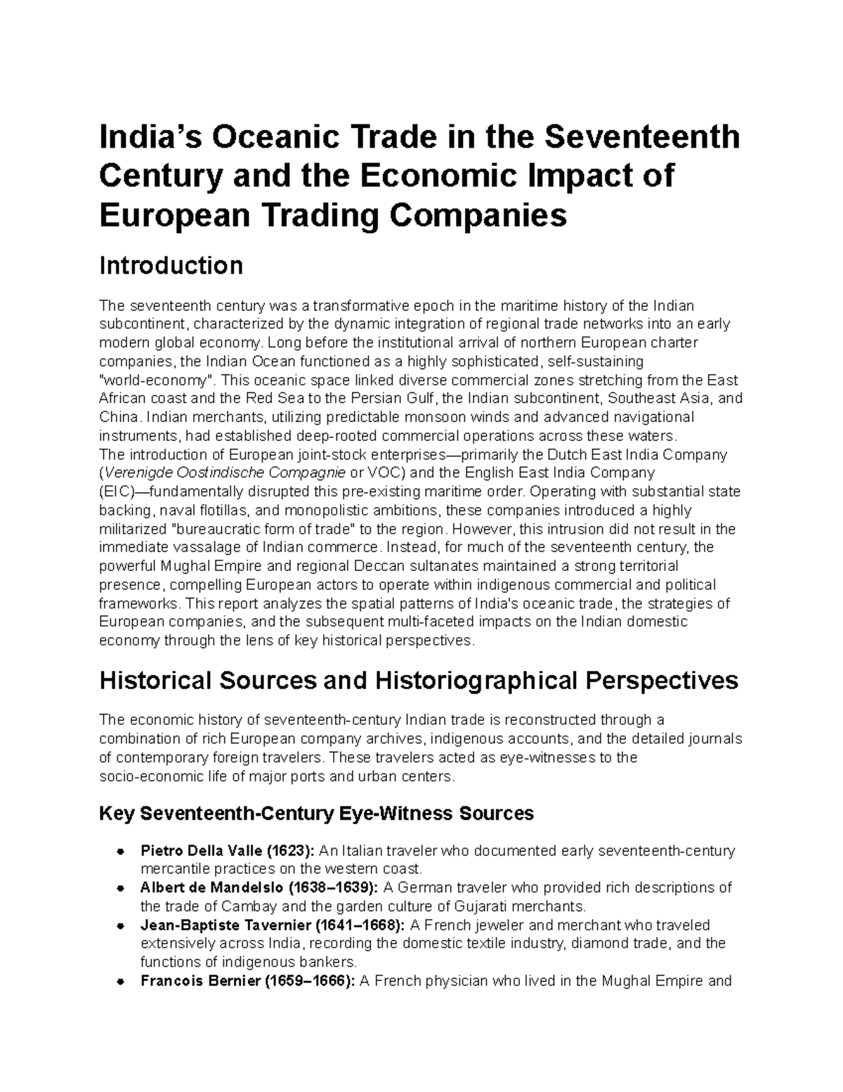 HIST 301: Oceanic Trade & European Companies in 17th Century India ...